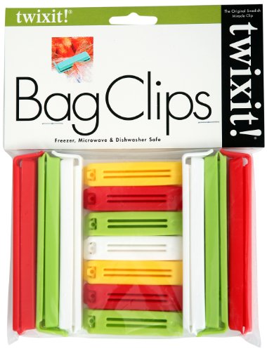 Twixit! Linden Sweden Bag Clips, White/Yellow/Red/Lime, Set of 6 Large ...